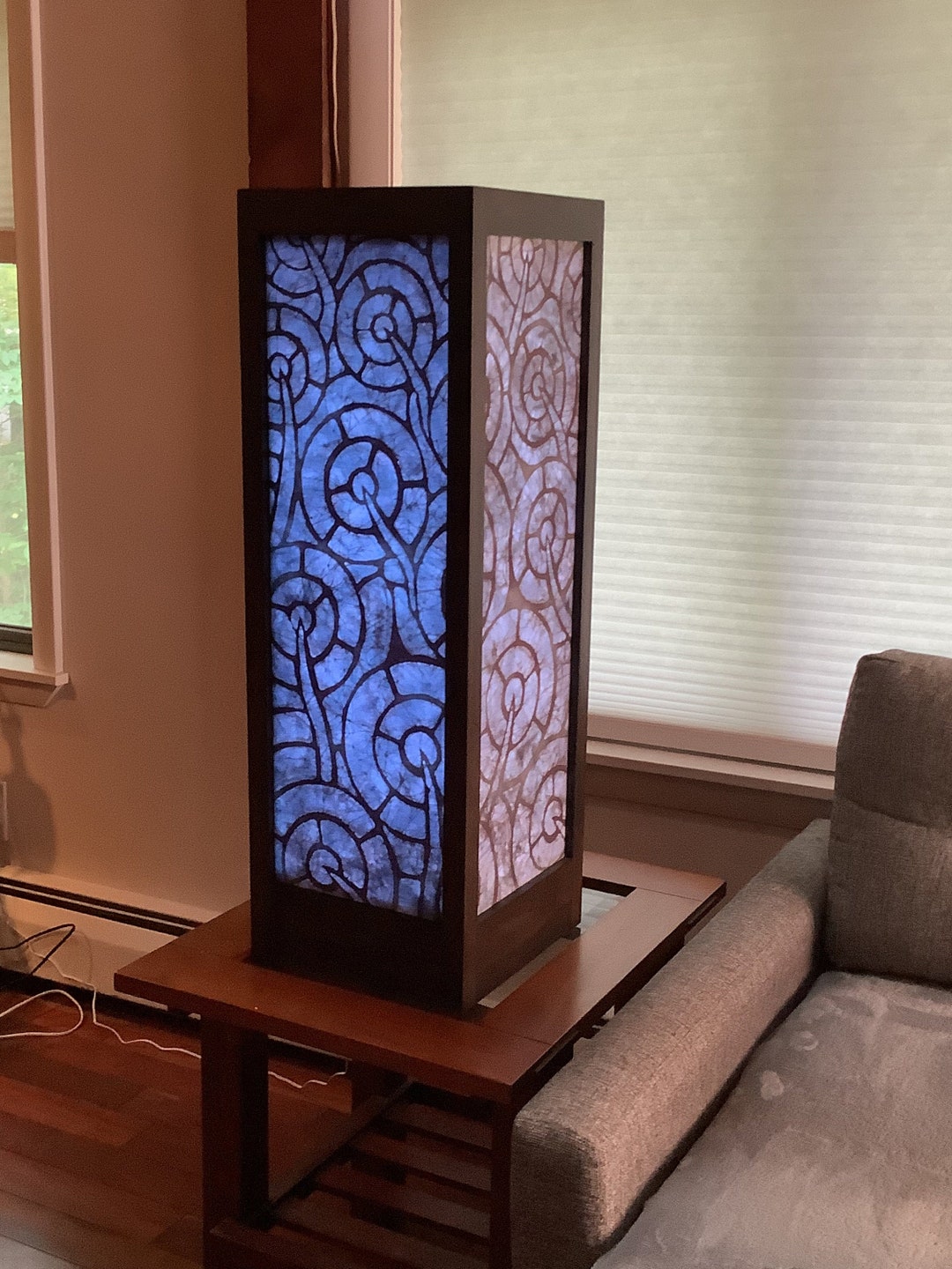 Batik Lamp With Wood Frame and LED Color Changing Lights. - Etsy