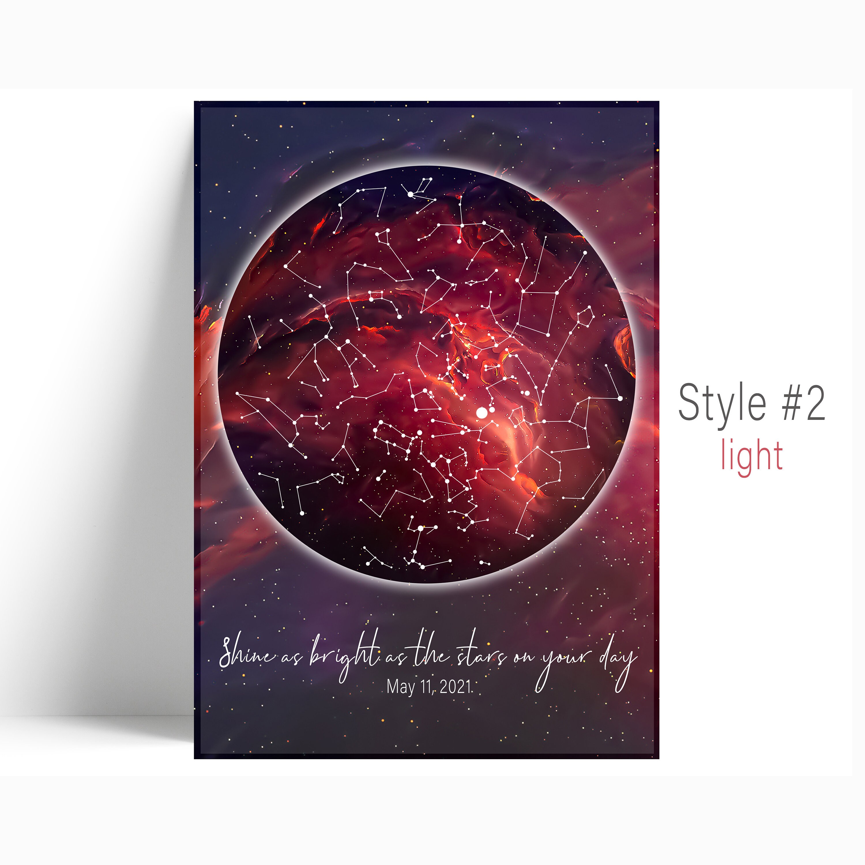 Custom Star Map, REAL Night Sky Print, Star Map Printable ...