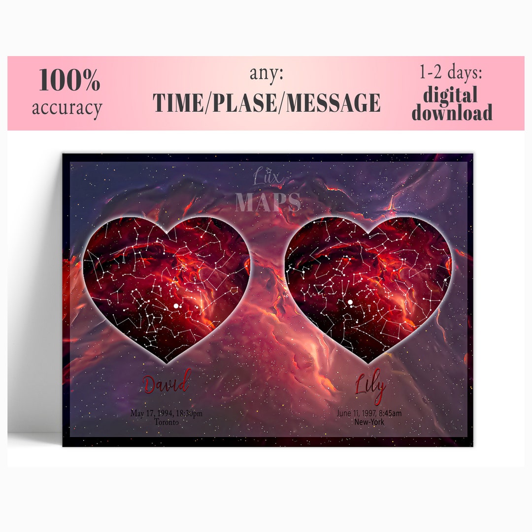 Star Map Print Custom by Date, PRINTABLE Star Chart Poster, Astronomy ...