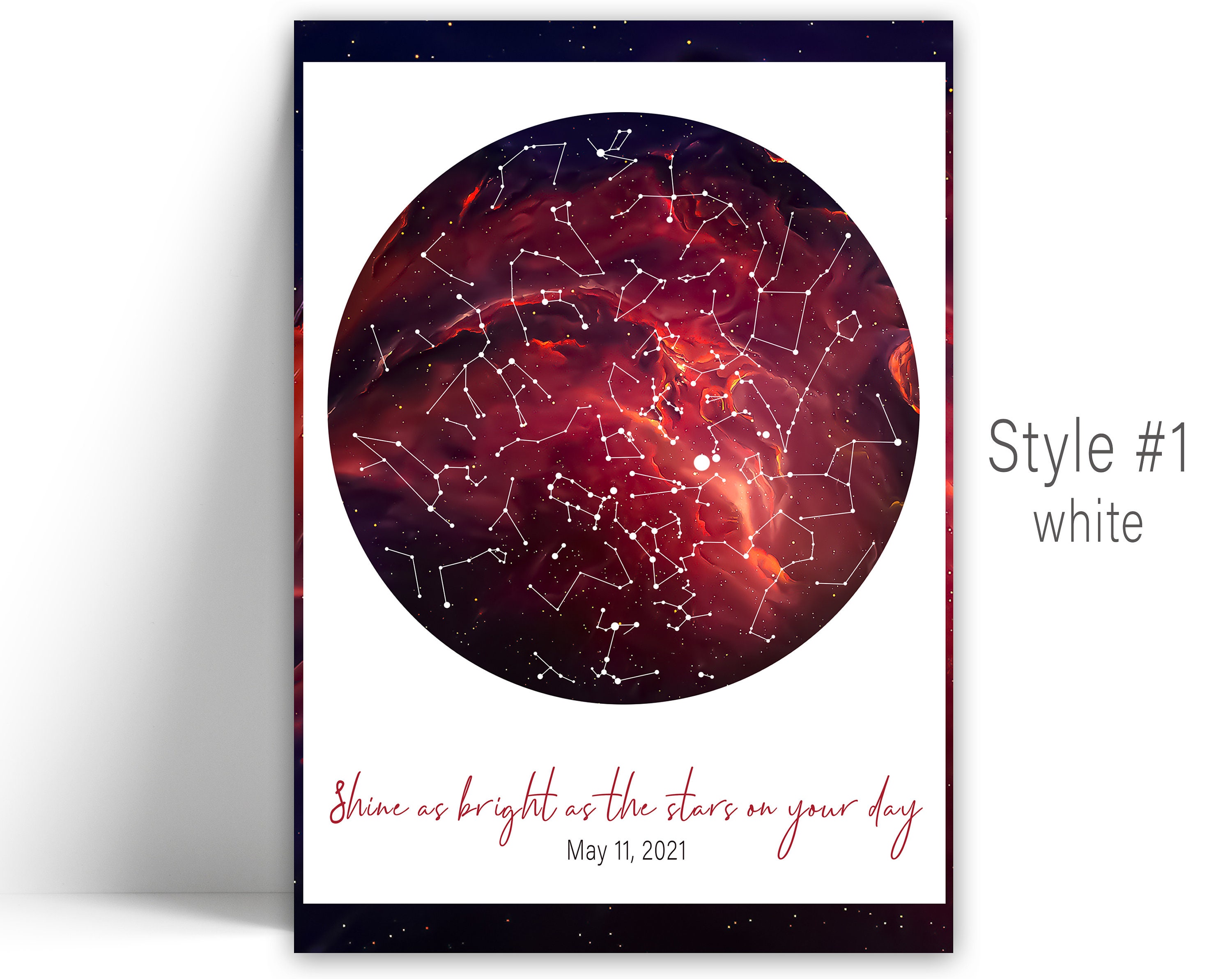 Custom Star Map, REAL Night Sky Print, Star Map Printable ...
