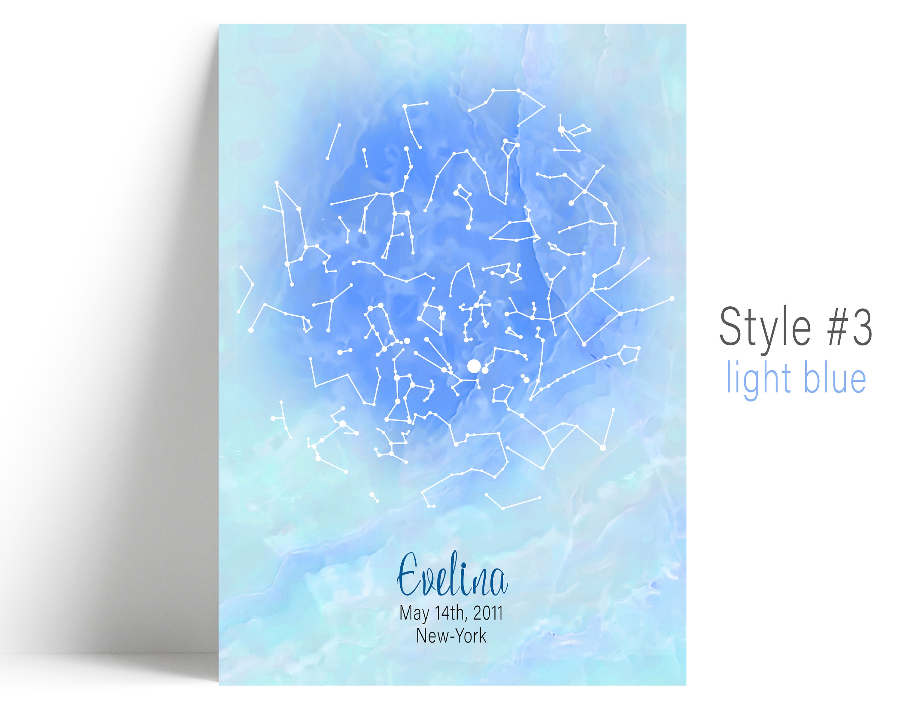 Star Map Print Custom by Date | PRINTABLE Star Chart Poster, Astronomy ...