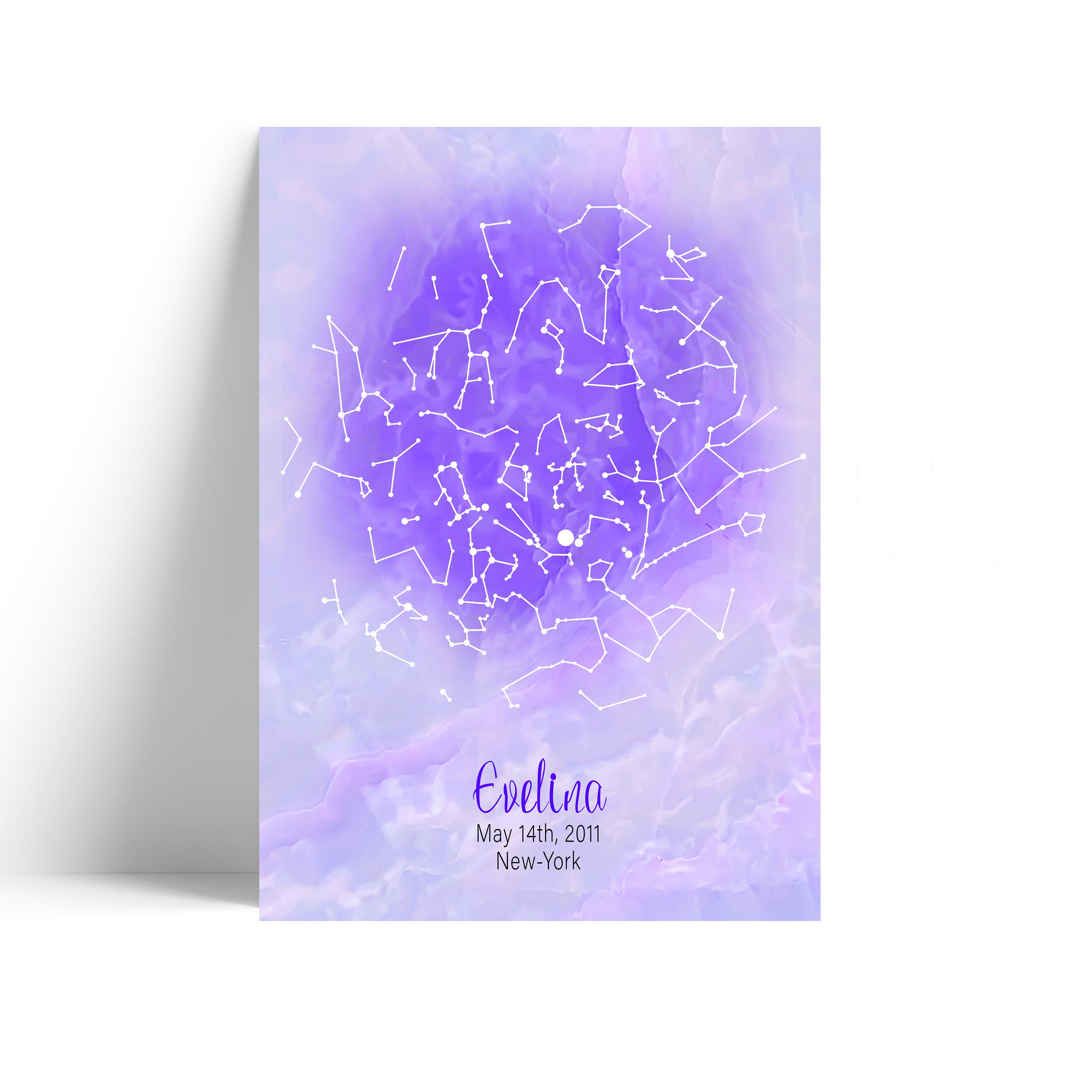 Star Map Print Custom by Date | PRINTABLE Star Chart Poster, Astronomy ...