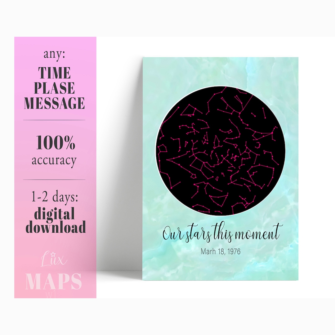 Custom Night Sky Star Map Print, Gift for Him, Gift for Her, Couples ...