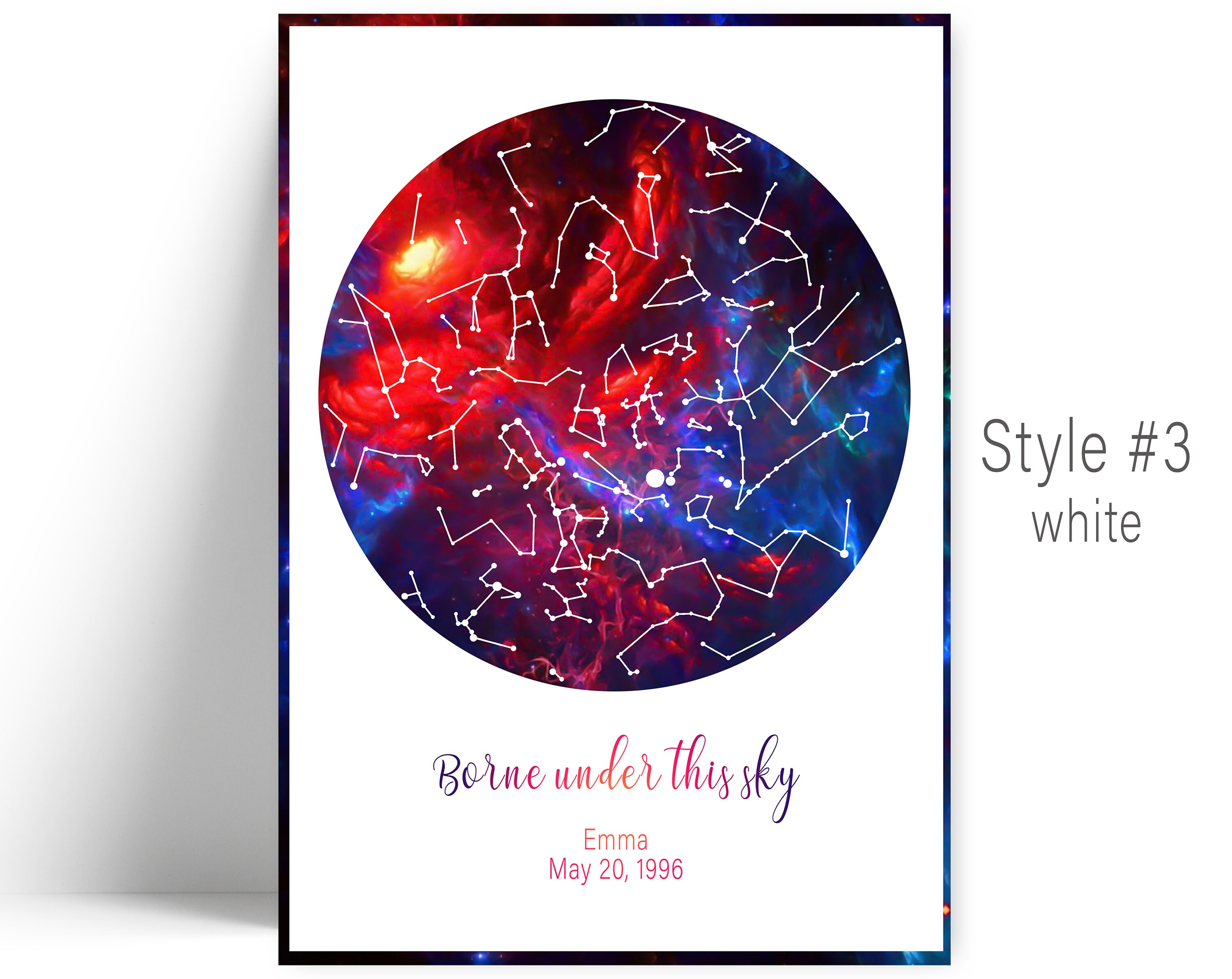 Star Map Print Custom by Date, PRINTABLE Star Chart Poster, Astronomy ...
