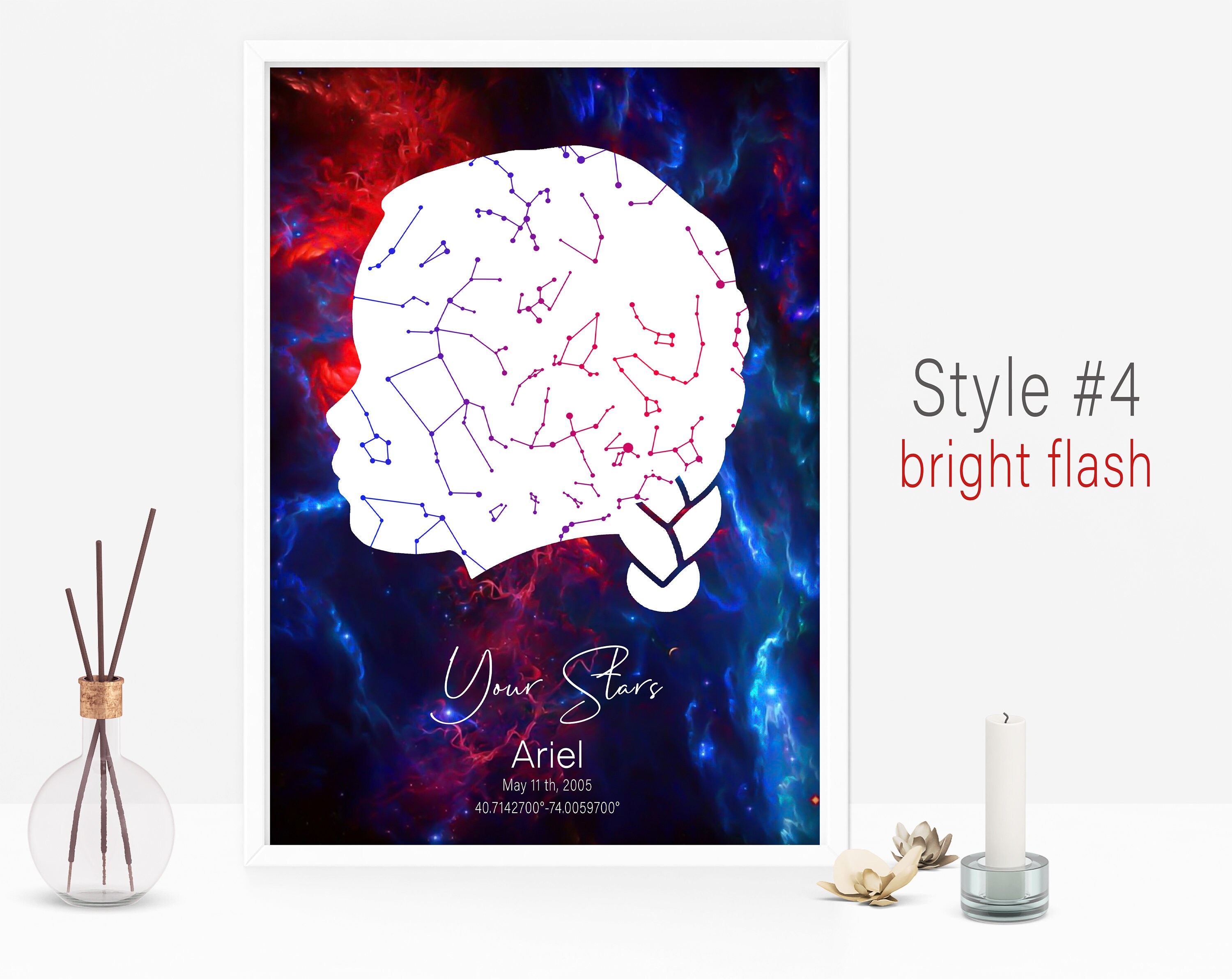 Your Unique Star Map | Custom Silhouette Portrait | Faceless Portrait ...