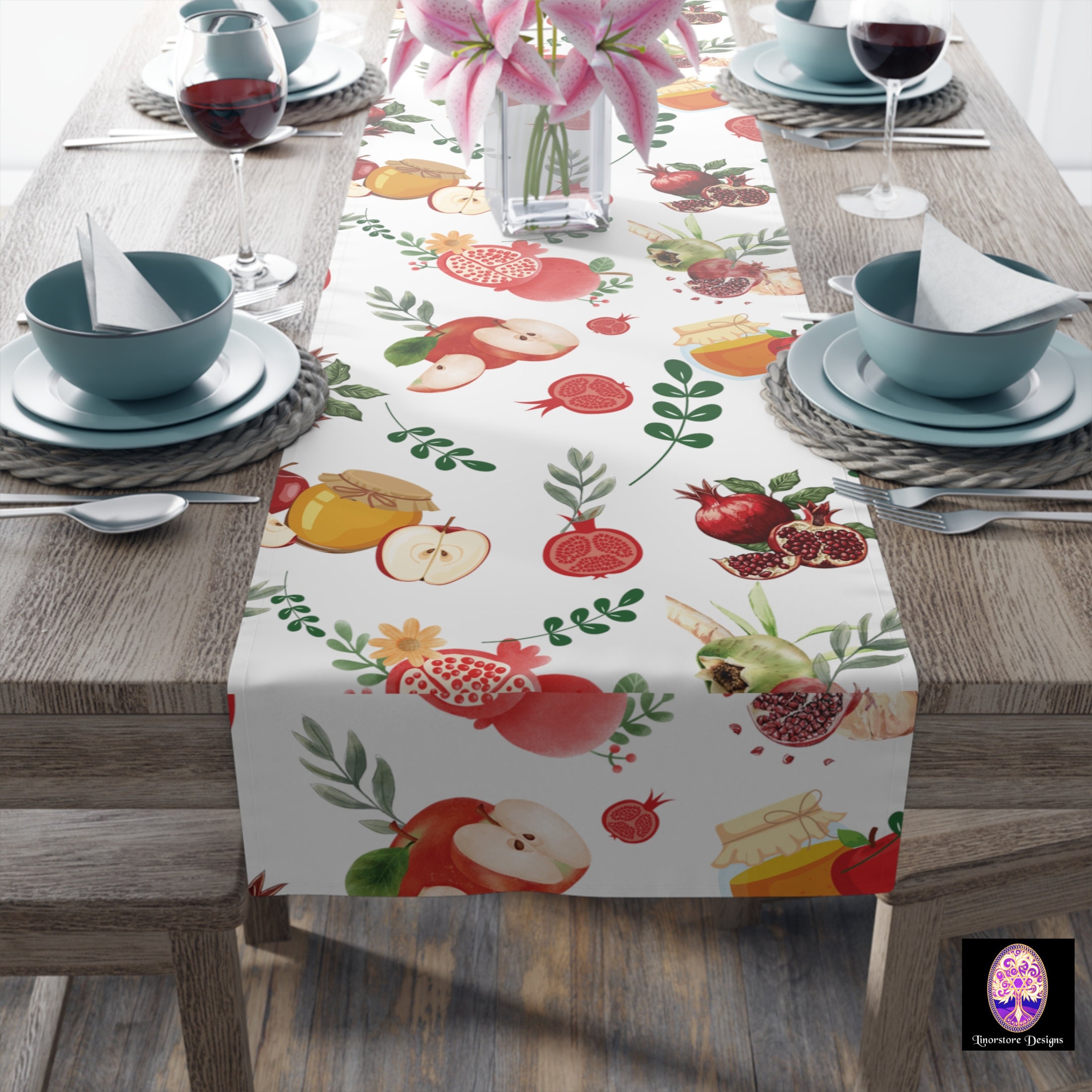 Rosh Hashanah Jewish New Year Table Runner, Holiday Table Decor ...
