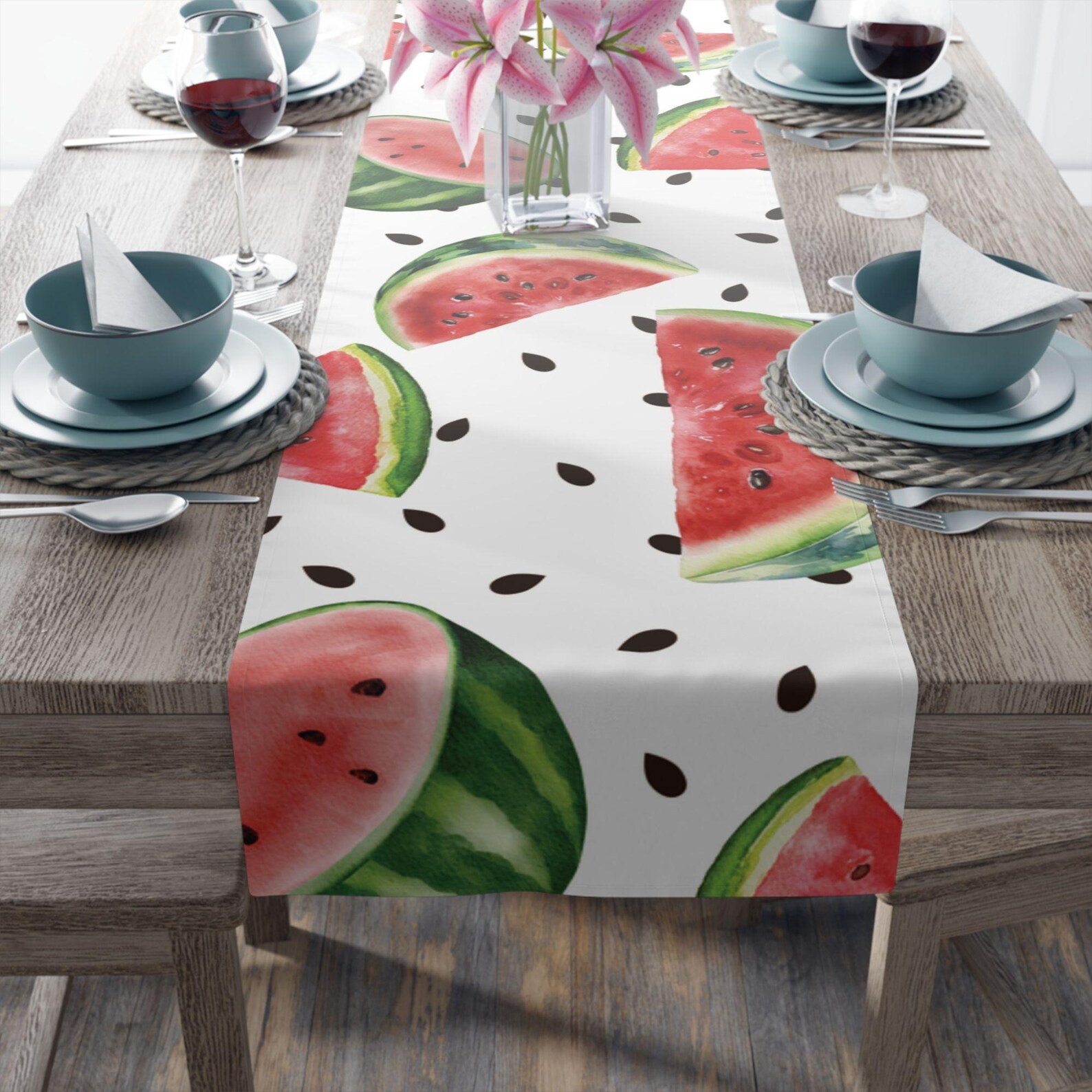 Watermelon Slices Cloth Table Linens, Novelty Garden Fruit Home Décor ...