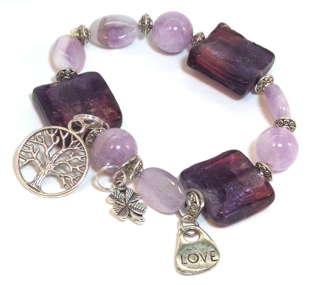 Purple February Birthstone Jewelry, Amethyst Gemstone Bracelet ...