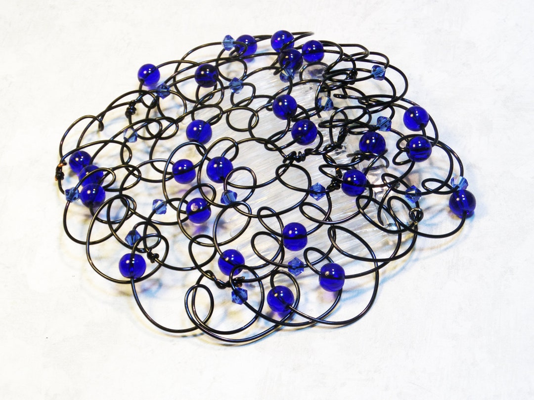 Wire Kippah Blue Wire Beaded Kippah, Bat Mitzvah, Headcovering, Womens ...