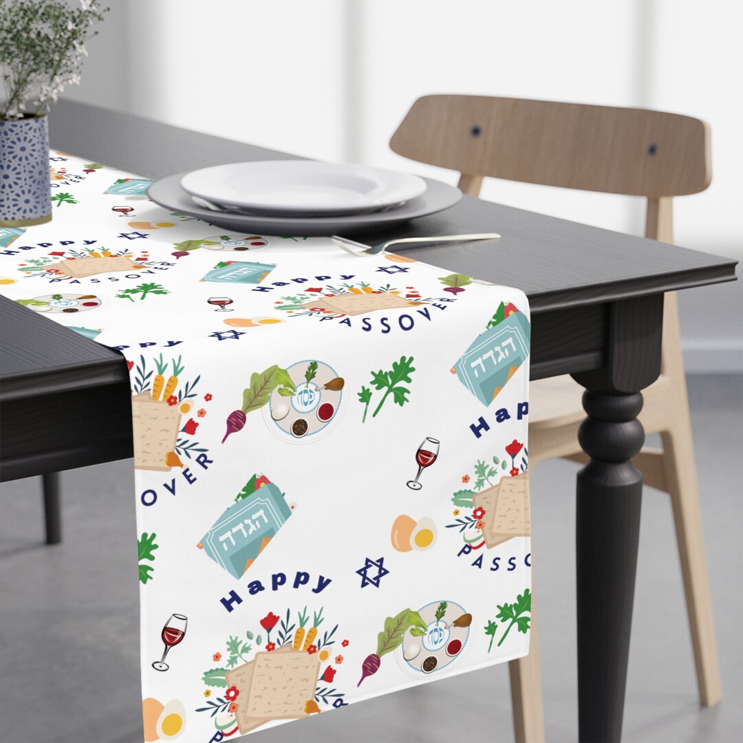 Happy Passover Table Runner, Jewish Table Décor, Jewish Holiday Table ...