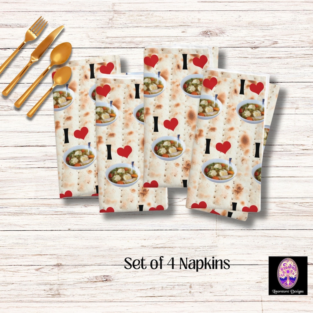 Matzah Ball Soup Napkins, Passover Décor, Passover Cloth Dinner Napkins ...