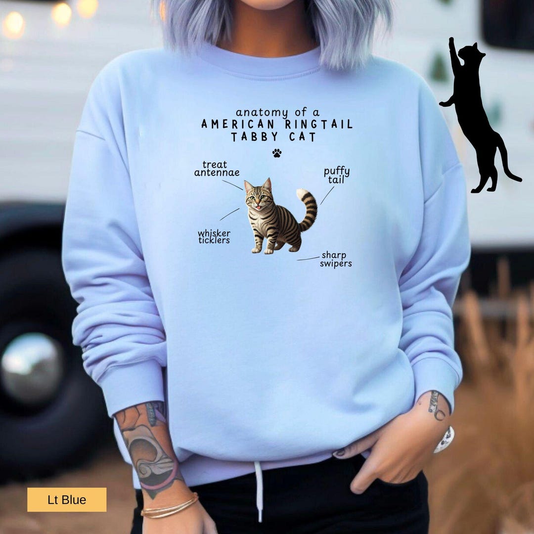 Funny Anatomy of an American Ringtail Tabby Cat Sweatshirt, Feline ...