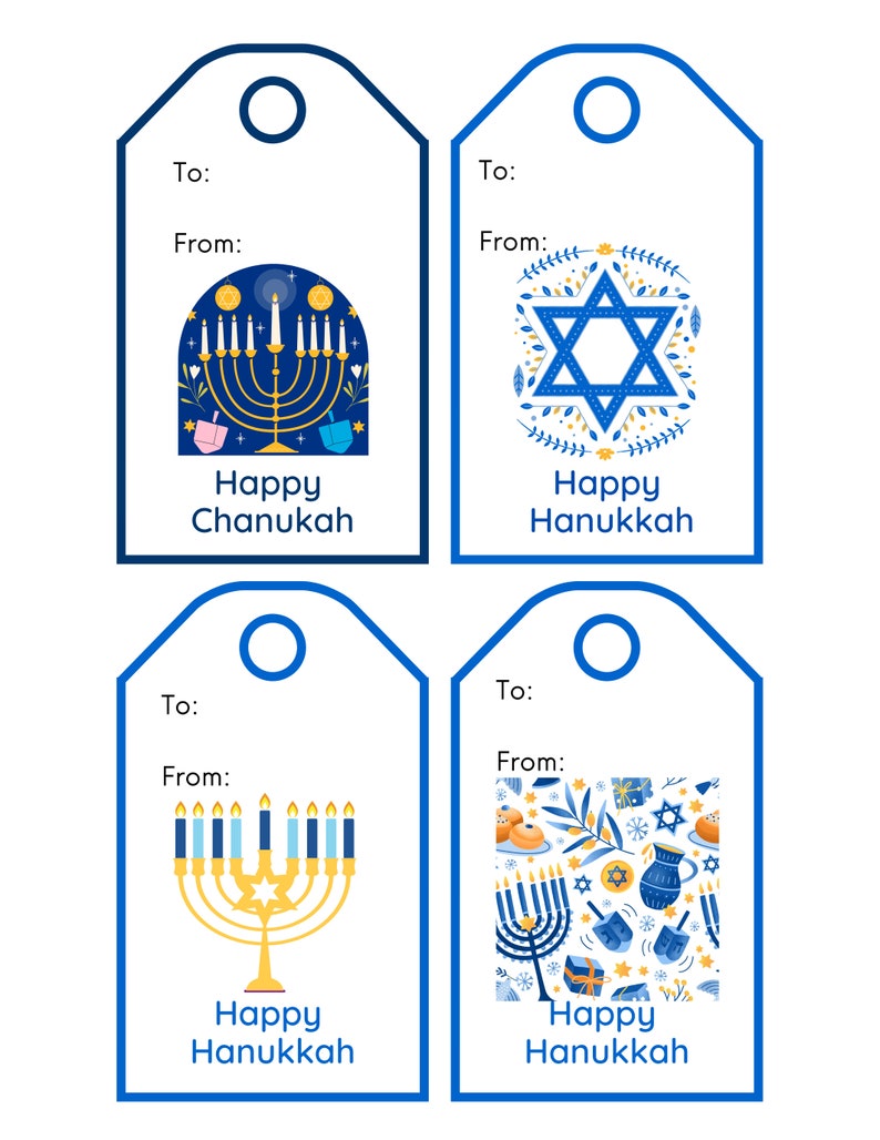 16 Printable Hanukkah Gift Tags, Digital Downloads, Chanukkah Gifts ...
