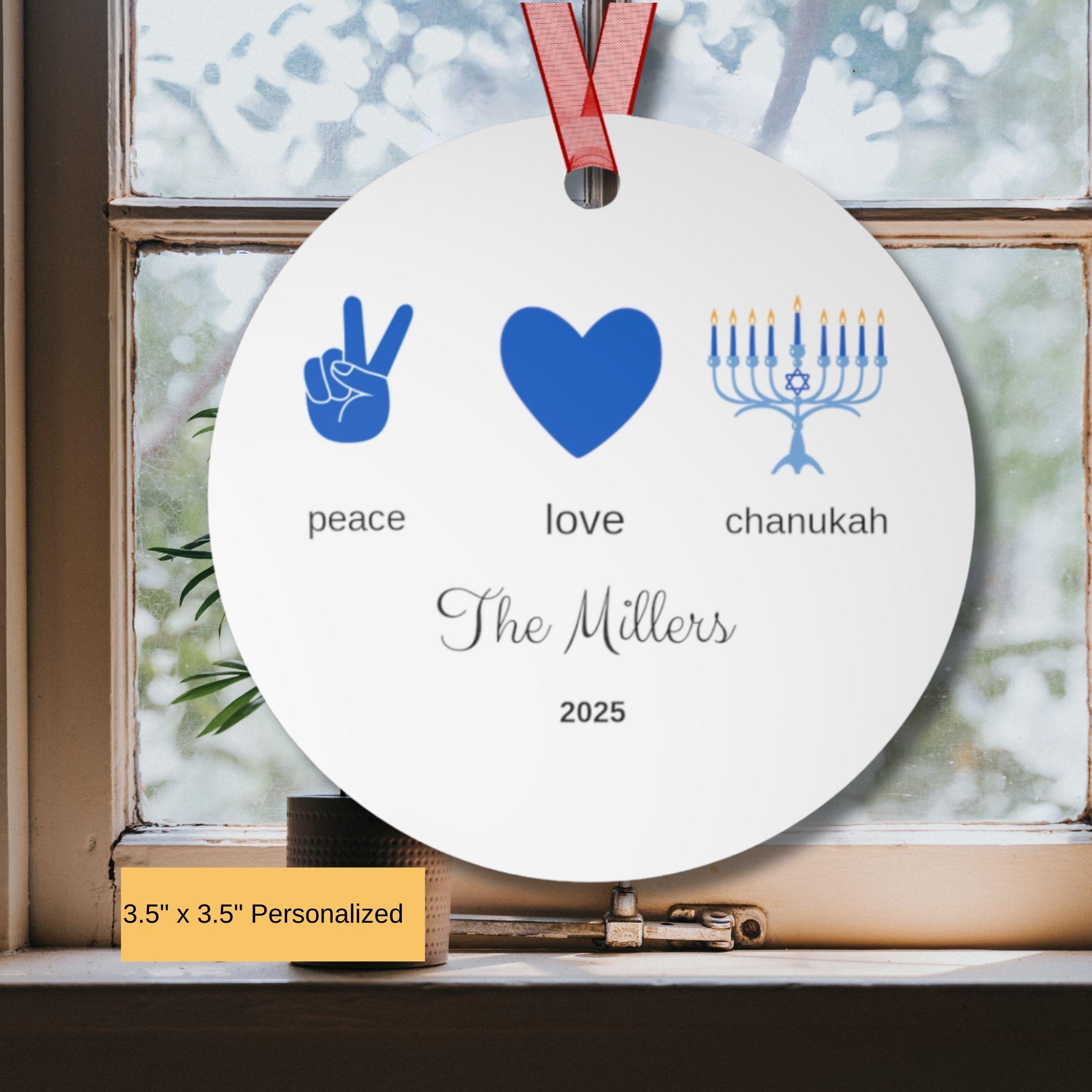 Personalized Peace Love Hanukkah Ornaments, Icons for Peace Love ...