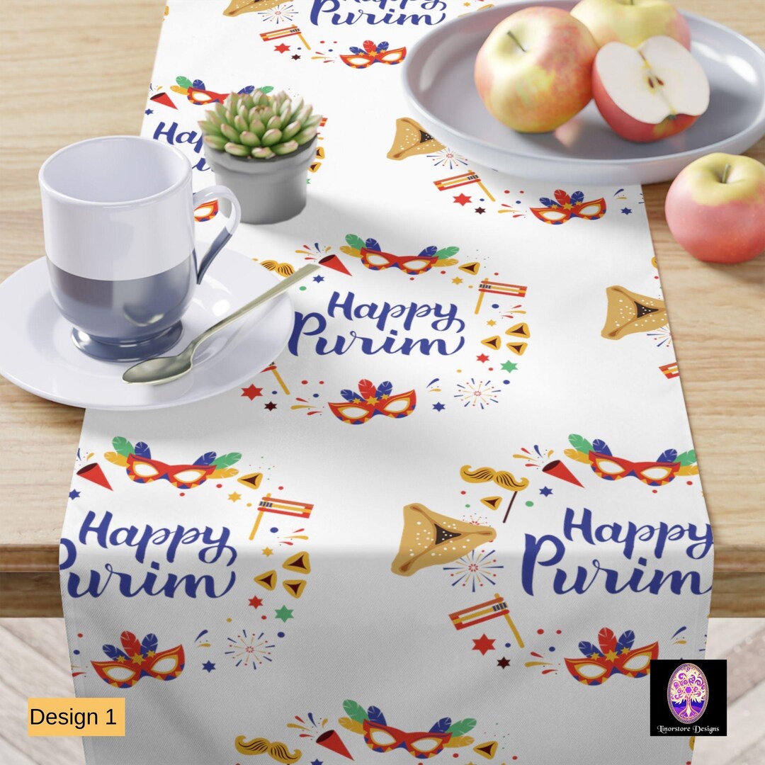 Purim Table Runner, Purim Sameach, Jewish Table Décor, Modern Judaica ...