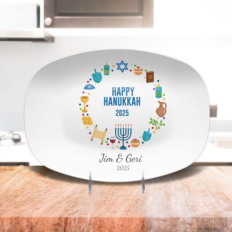 Hanukkah Personalized Retro Vintage Style Serving Plates or Platters ...