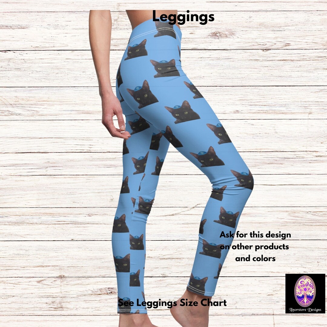 Funny Cat Wearing Kippah Leggings, Hanukkah Women's Pants Chanukah Yoga ...