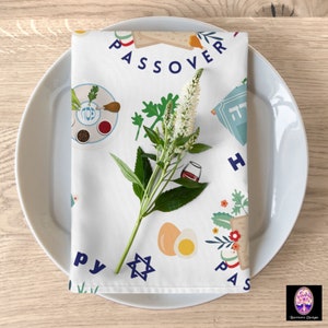 Happy Passover Seder Cotton Napkins, Jewish Table Decor, 4 Holiday ...