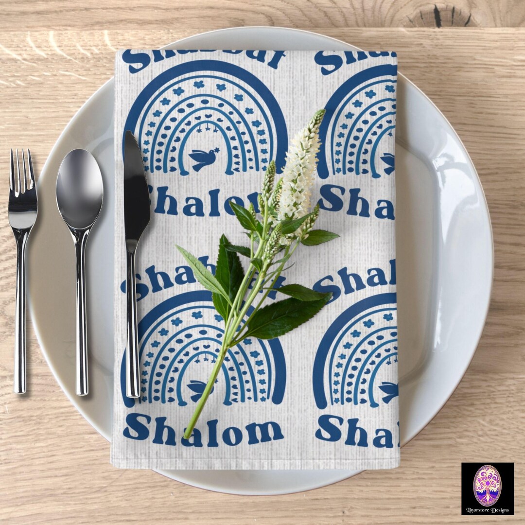 Shabbat Shalom Blue Dove Rainbow Shabbos Decor, Jewish Family Hostess ...