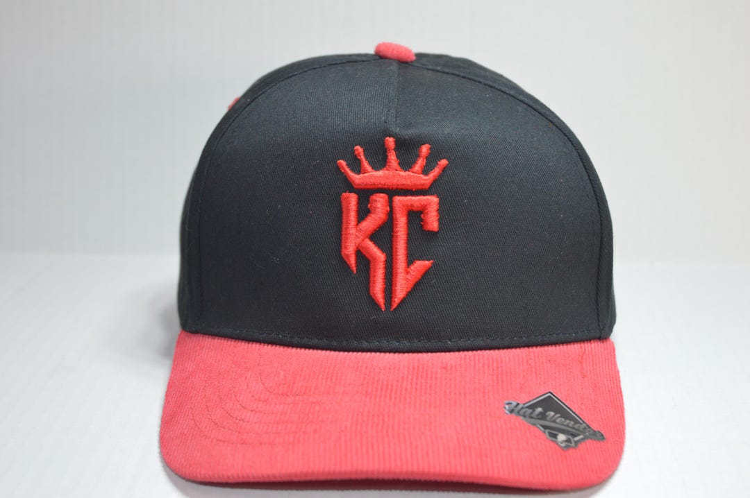 Red KC Crown Logo Hat - Red and Black Cap With Corduroy Brim - Etsy
