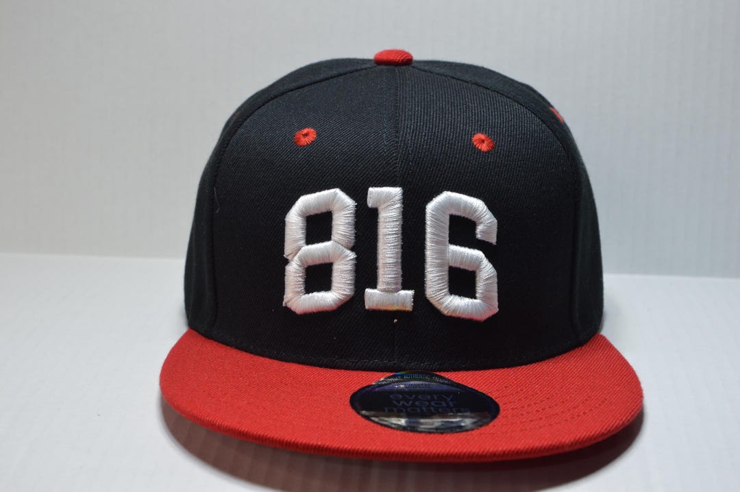 816 LOGO Red & Black Snapback Hat/cap - Etsy