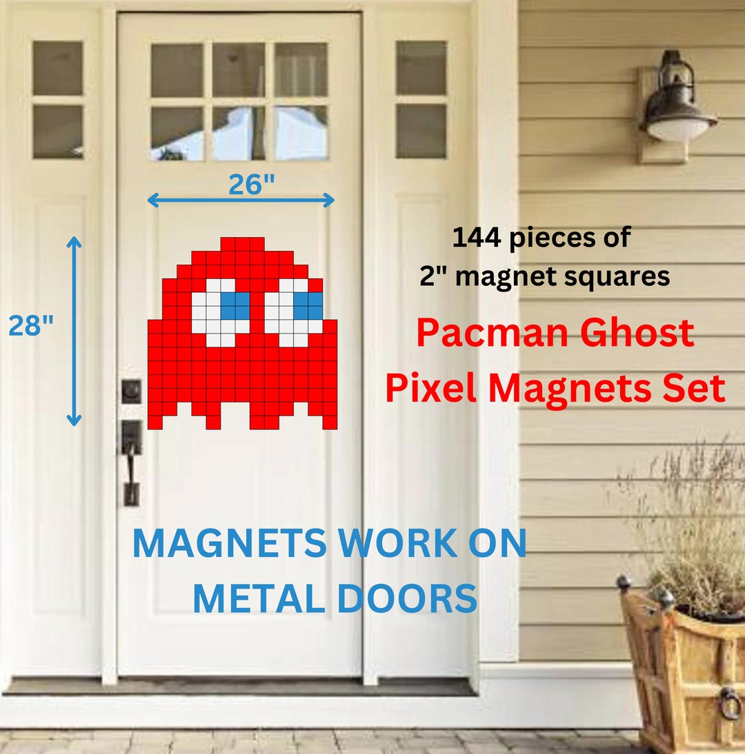 Red Pacman Ghost Magnetic Pixel Kit, 2" Magnetic Squares (144 Pieces in ...