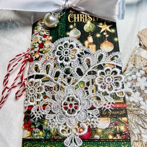 Handmade Lace and Ephemera Christmas Pockets Stuffed Tags Cards Junk ...