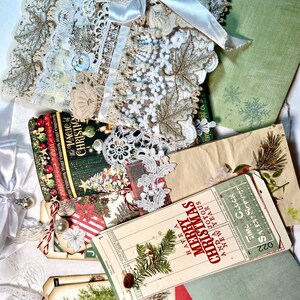 Handmade Lace and Ephemera Christmas Pockets Stuffed Tags Cards Junk ...
