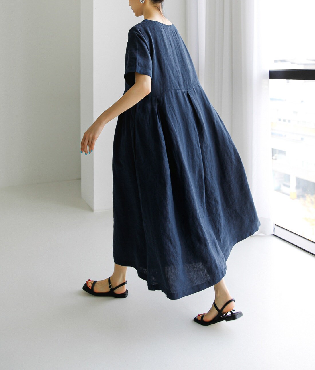 Women's Loose Dress , Loose Linen and Cloth Pullover , Casual High ...