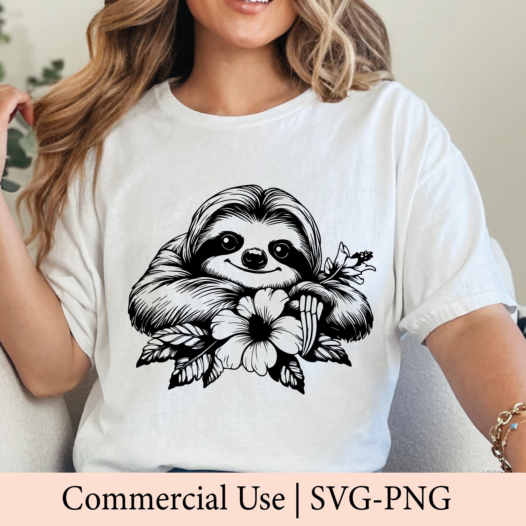 Sloth Face Design Svg, Floral Sloth Svg, Sloth Svg, Sloth Png, Cute ...