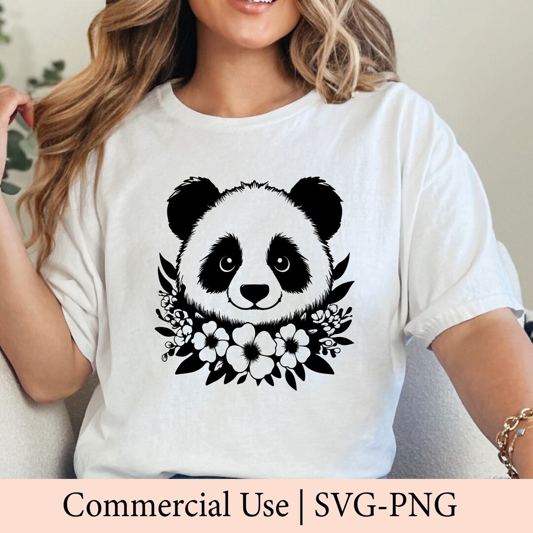 Cute Panda Svg, Panda Head Design Png, Floral Panda Svg, Panda Png ...