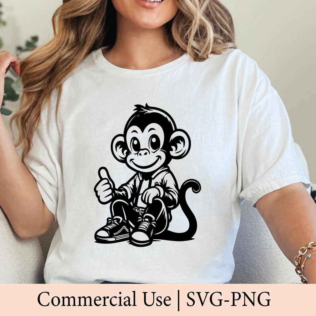 Cute Monkey Svg, Monkey Outline, Monkey Clipart, Monkey Lover, Monkey ...