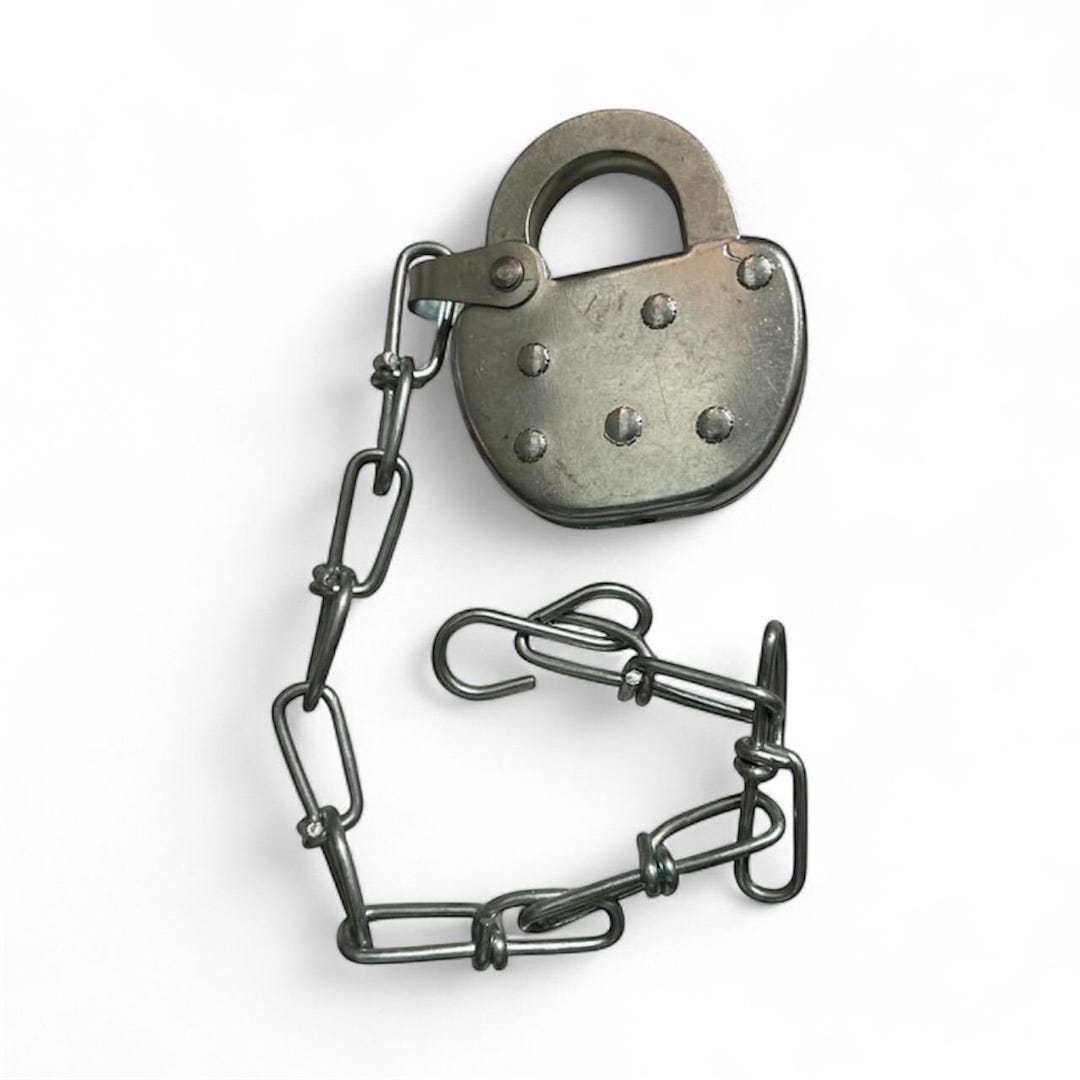 Vintage Style Railway Metal Padlock With Chain, Silver, Industrial ...