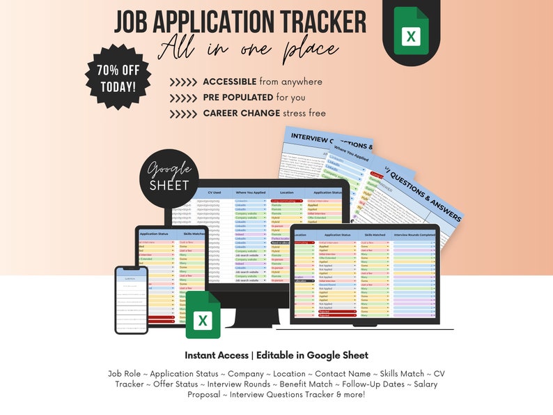 Job Application Tracker for Career Change, Job Interview Tracker for ...
