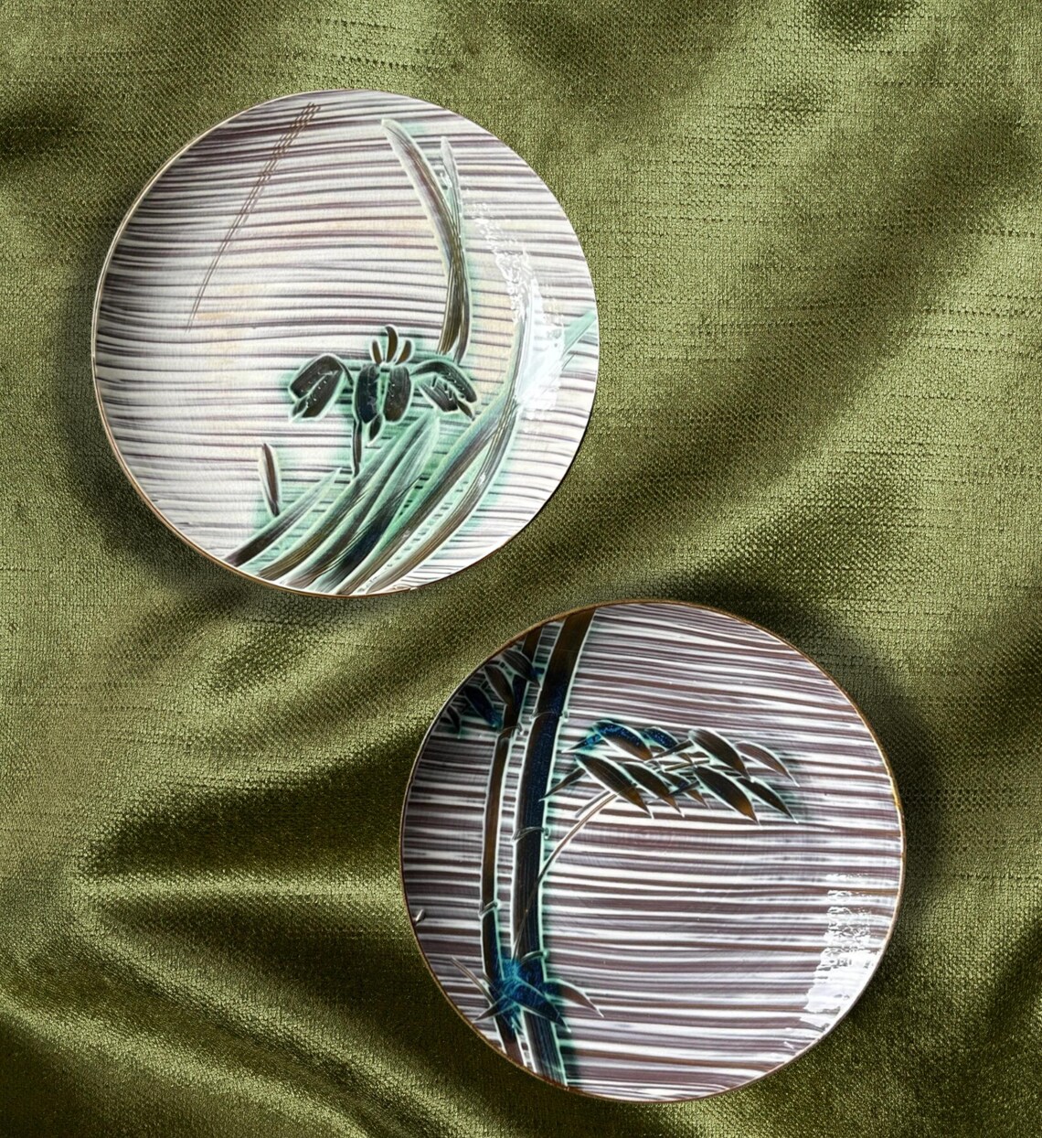 Vintage UCAGCO Plate Set - Iris & Bamboo Designs - Made in Japan ...