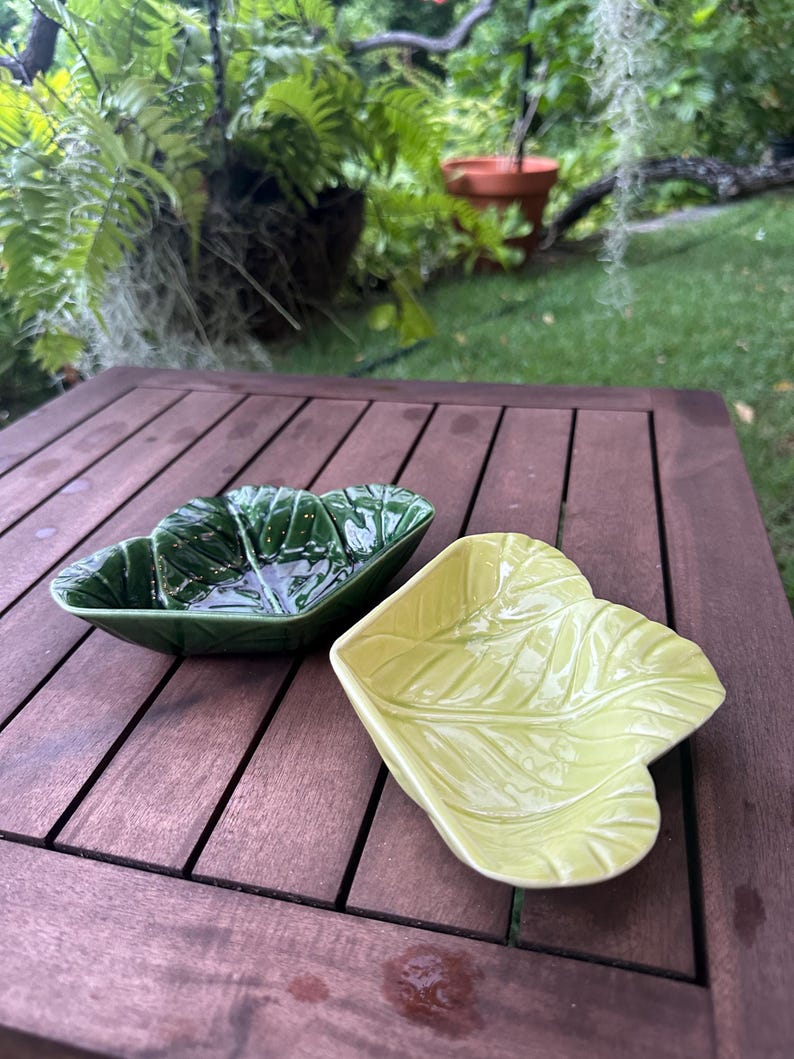 Mid-century Modern Cemar Pottery Dishes Set of 2 | Vintage Leaf Design ...