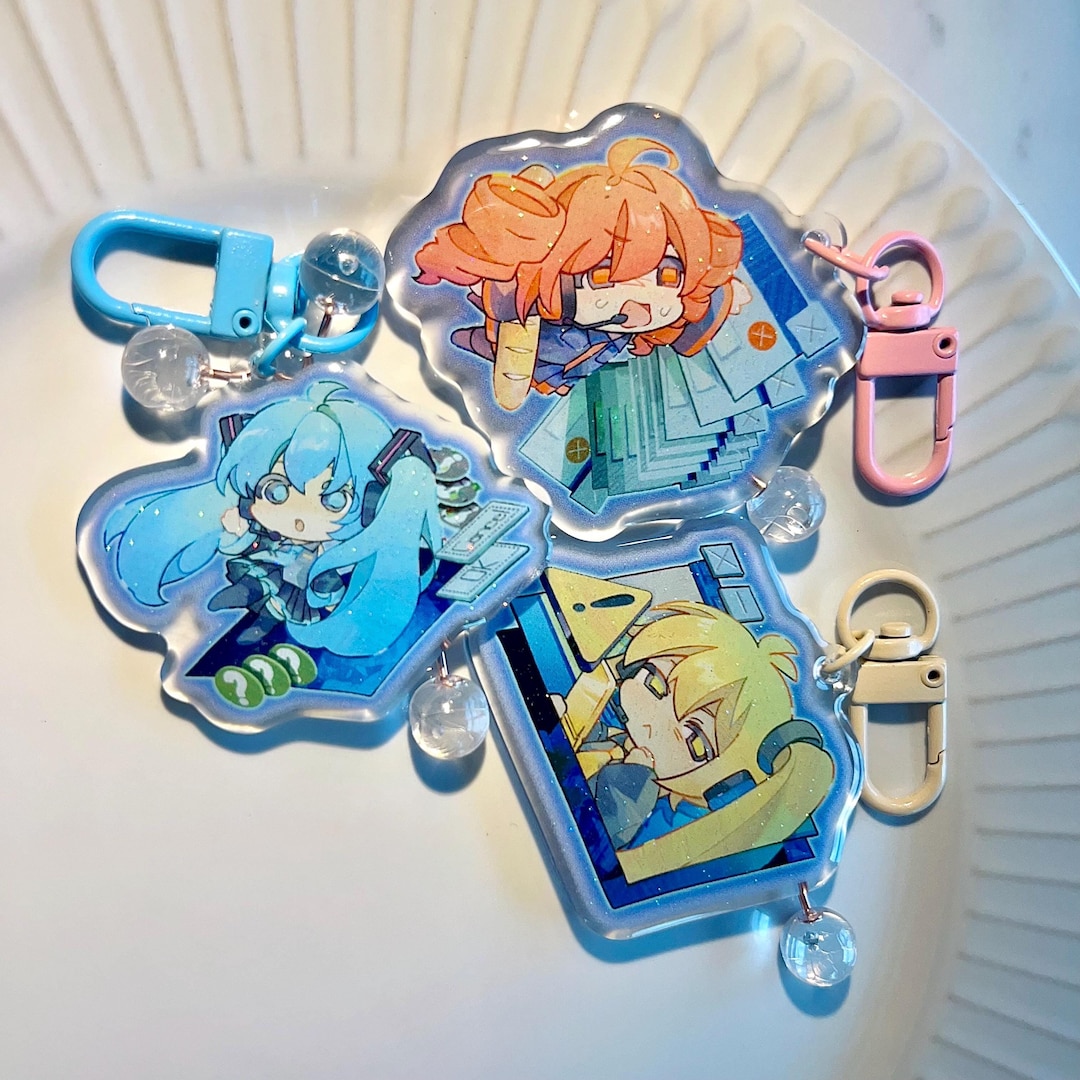 Vocaloid Utau Glitter Triple Baka Keychain: Hatsune Miku, Kasane Teto ...
