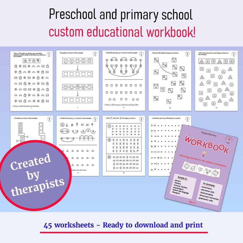 Workbook for Kids, Concentration, Attention, Visual Perception, School ...