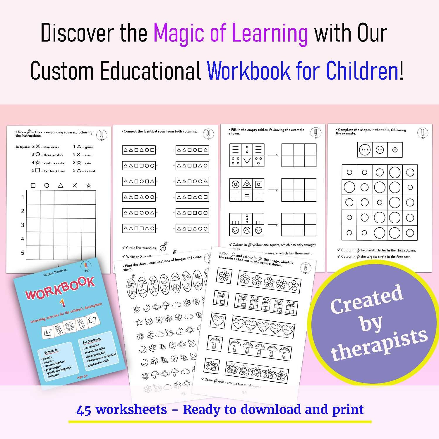 Educational Workbook for Kids: Concentration & Motor Skills (PDF ...