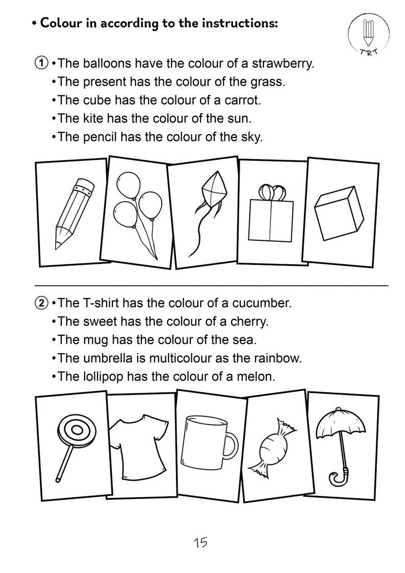 Workbook for Kids, Colouring, Understanding and Following Instructions ...