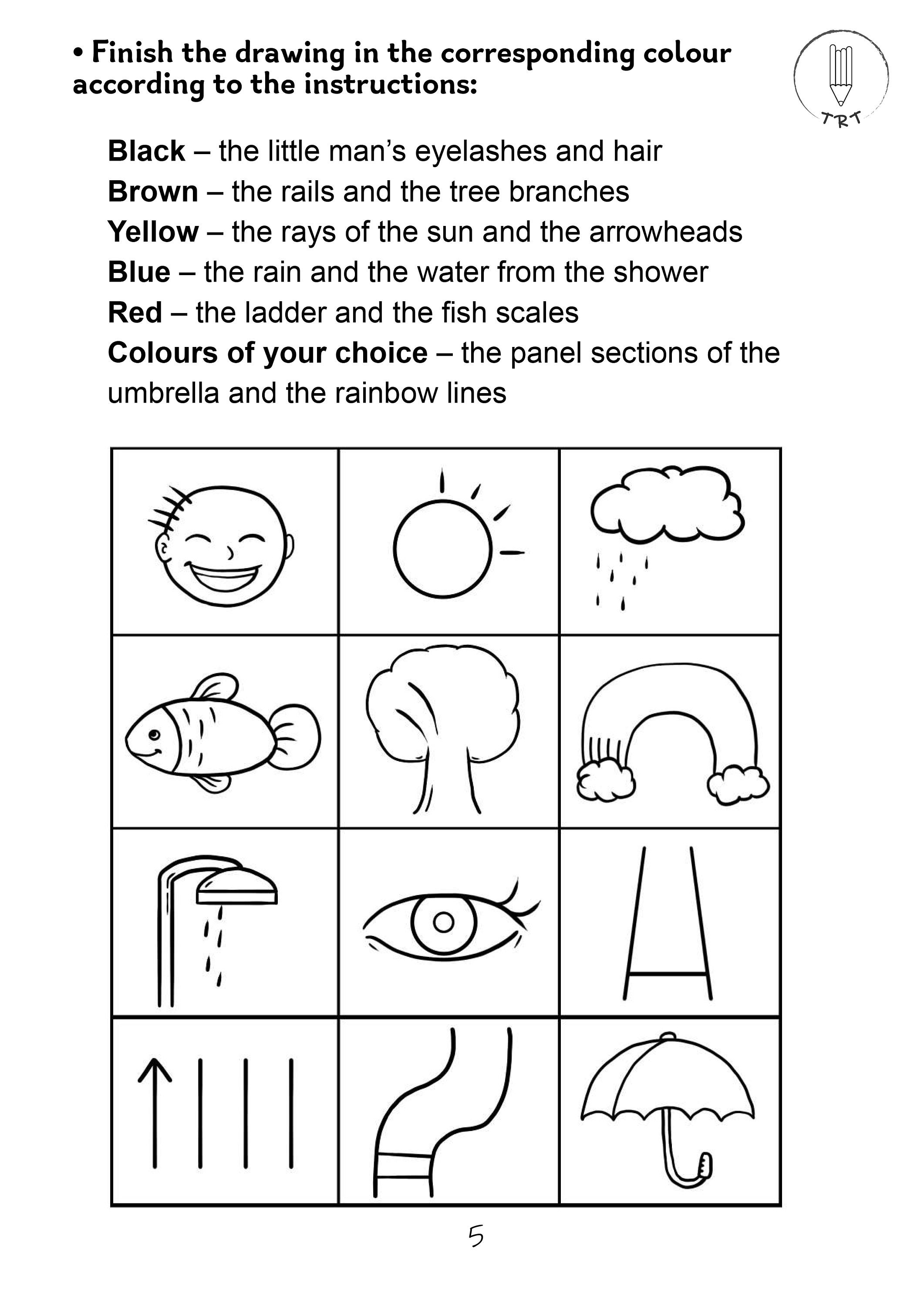 Workbook for Kids, Colouring, Understanding and Following Instructions ...