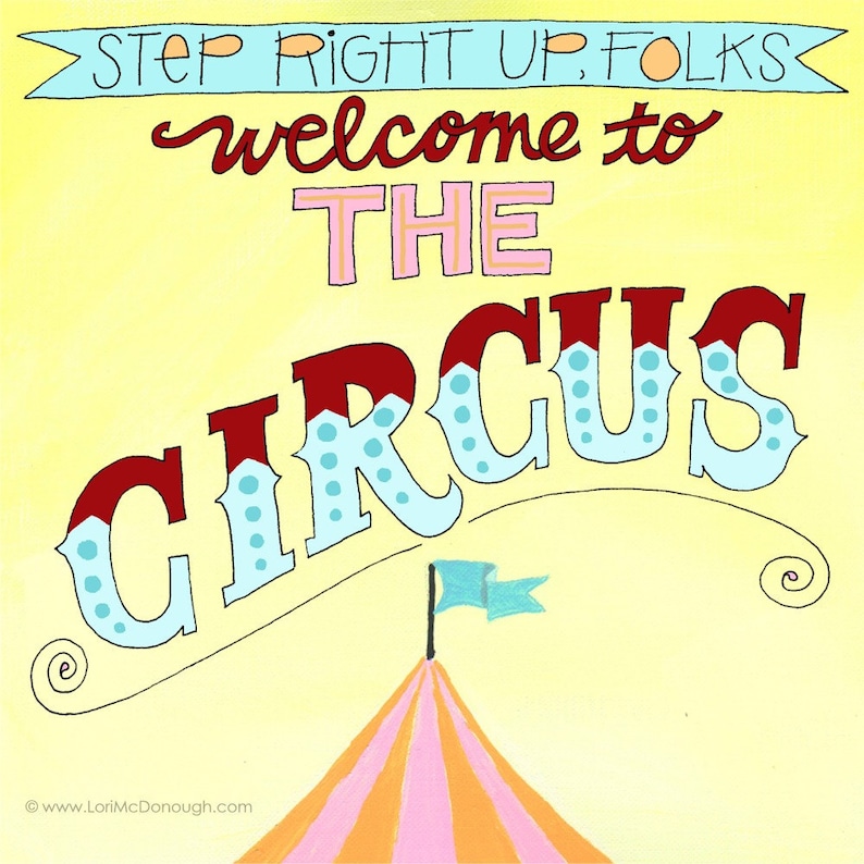 Welcome to the Circus Wall Art Illustrated Circus Tent Just | Etsy