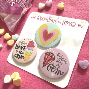 Pinback Buttons for LOVE, Valentines Buttons, Valentines Gift ...