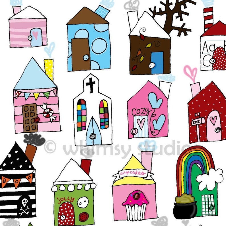 Little Houses Wall Art, Home Sweet Home Wall Art, Housewarming Gift ...
