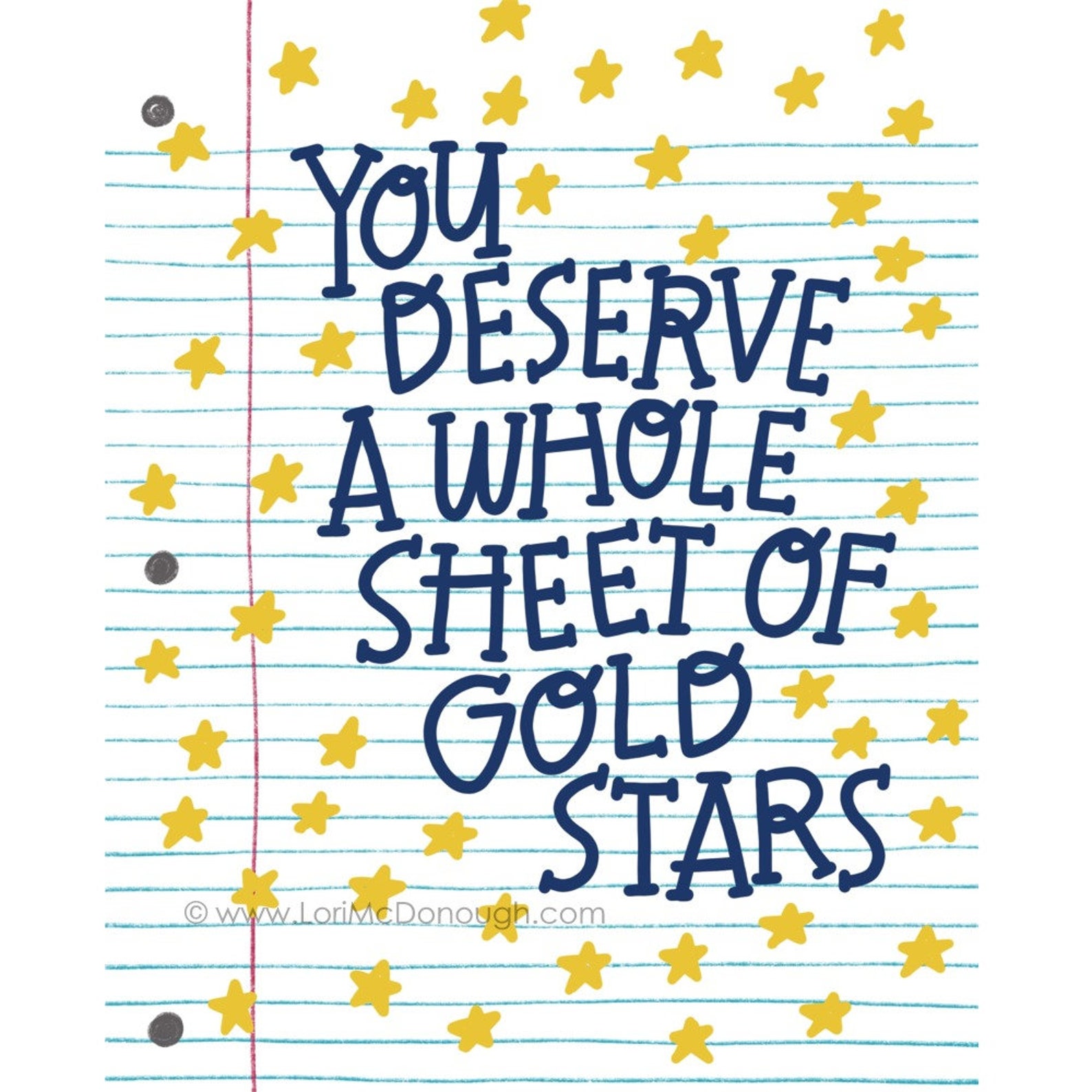 Teacher Gift Gold Stars Wall Art Grad Gift Notebook Paper - Etsy