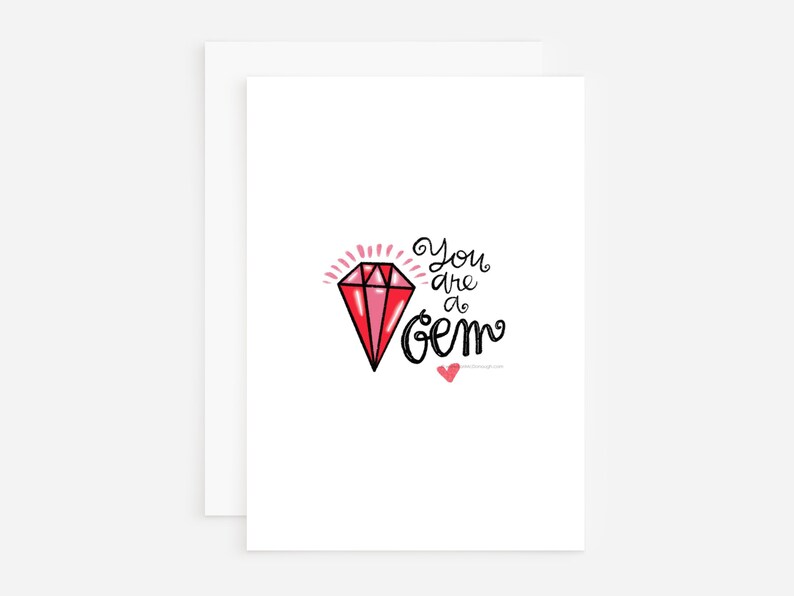 Thank You Card, You're a Gem Greeting Card, Thank You Note, Friendship ...