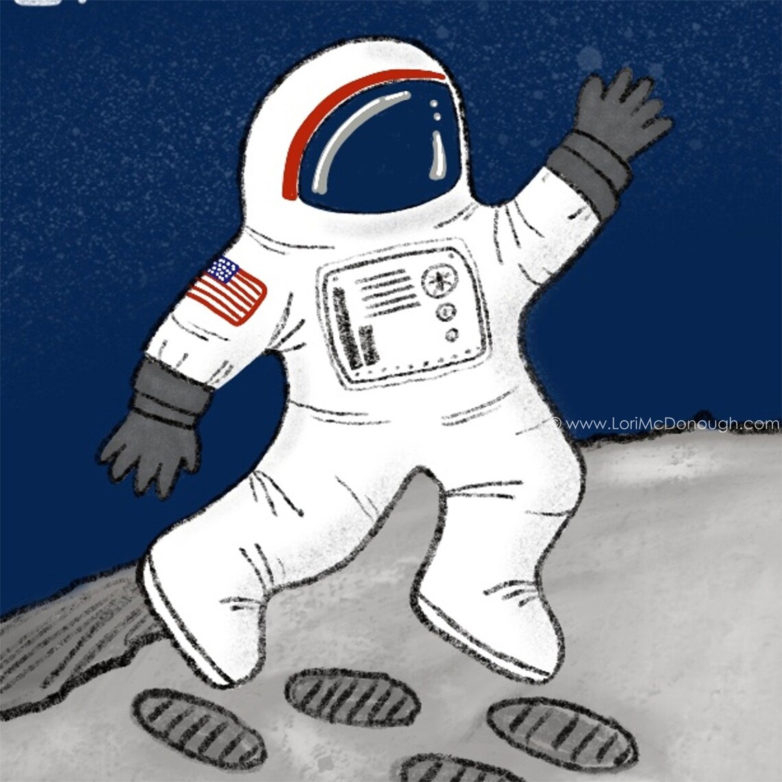 Astronaut Wall Art, Footprints on Moon, Reach for the Stars, Dream Big ...