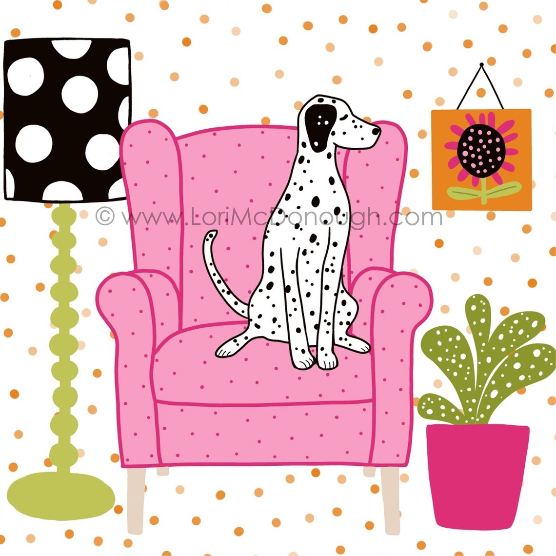 Polka Dot Love Wall Art, Dalmatian Lovers Art Print, Dotty Decor, Easy ...