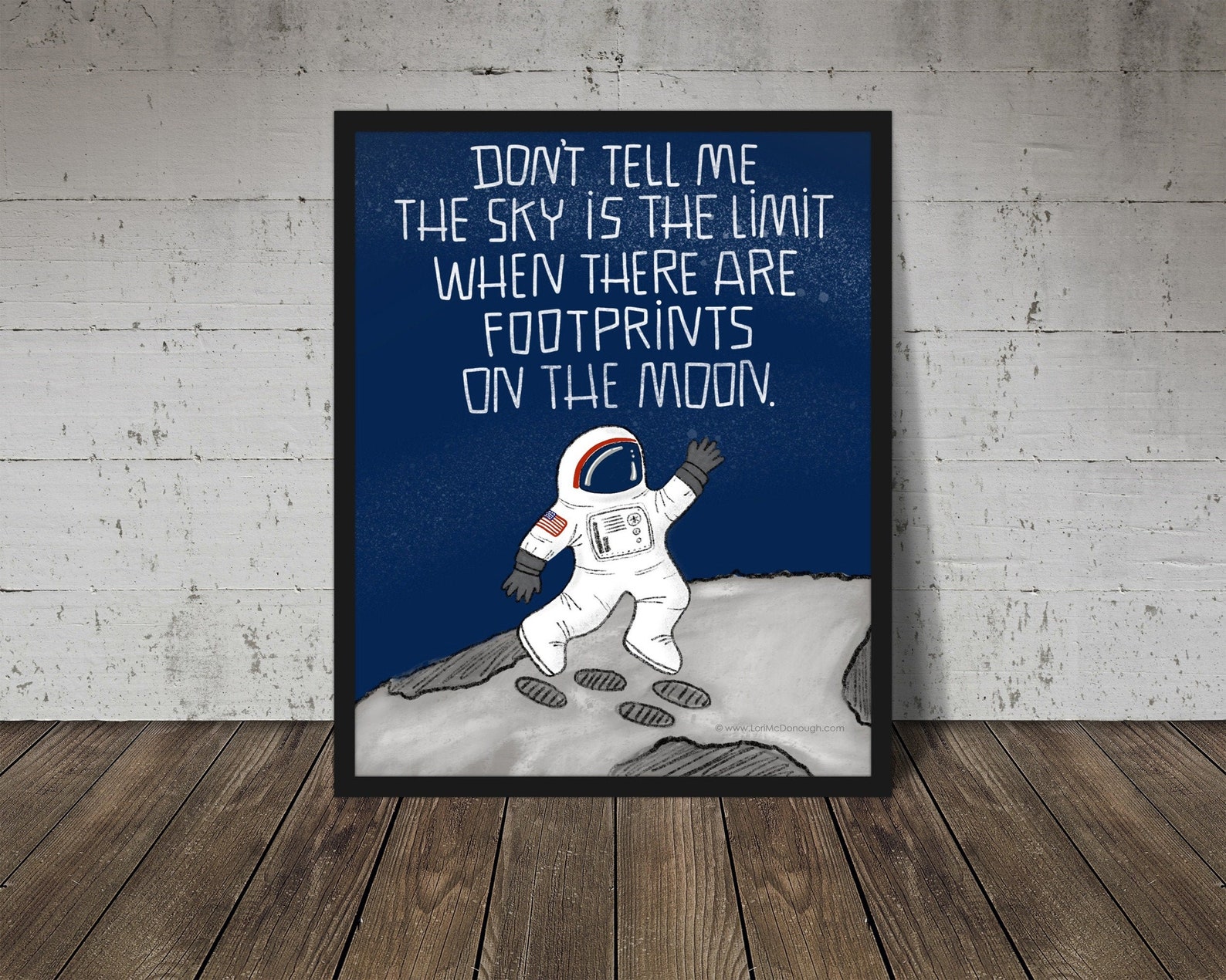 Astronaut Wall Art Footprints on Moon Reach for the Stars - Etsy