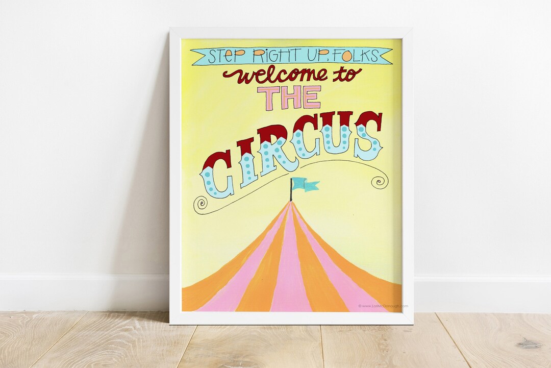 Welcome to the Circus Wall Art, Illustrated Circus Tent, Just Clowning ...